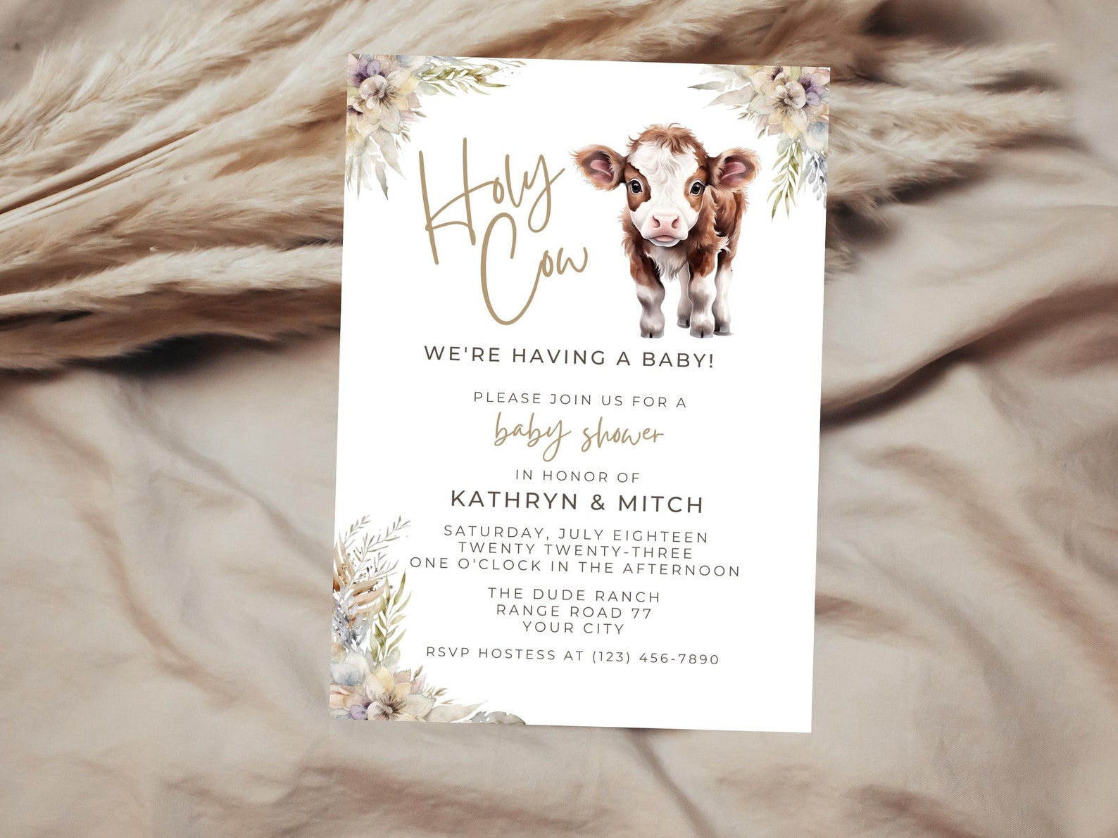 Editable Holy Cow Baby Shower Invitation Bundle. Gender Neutral Baby ...
