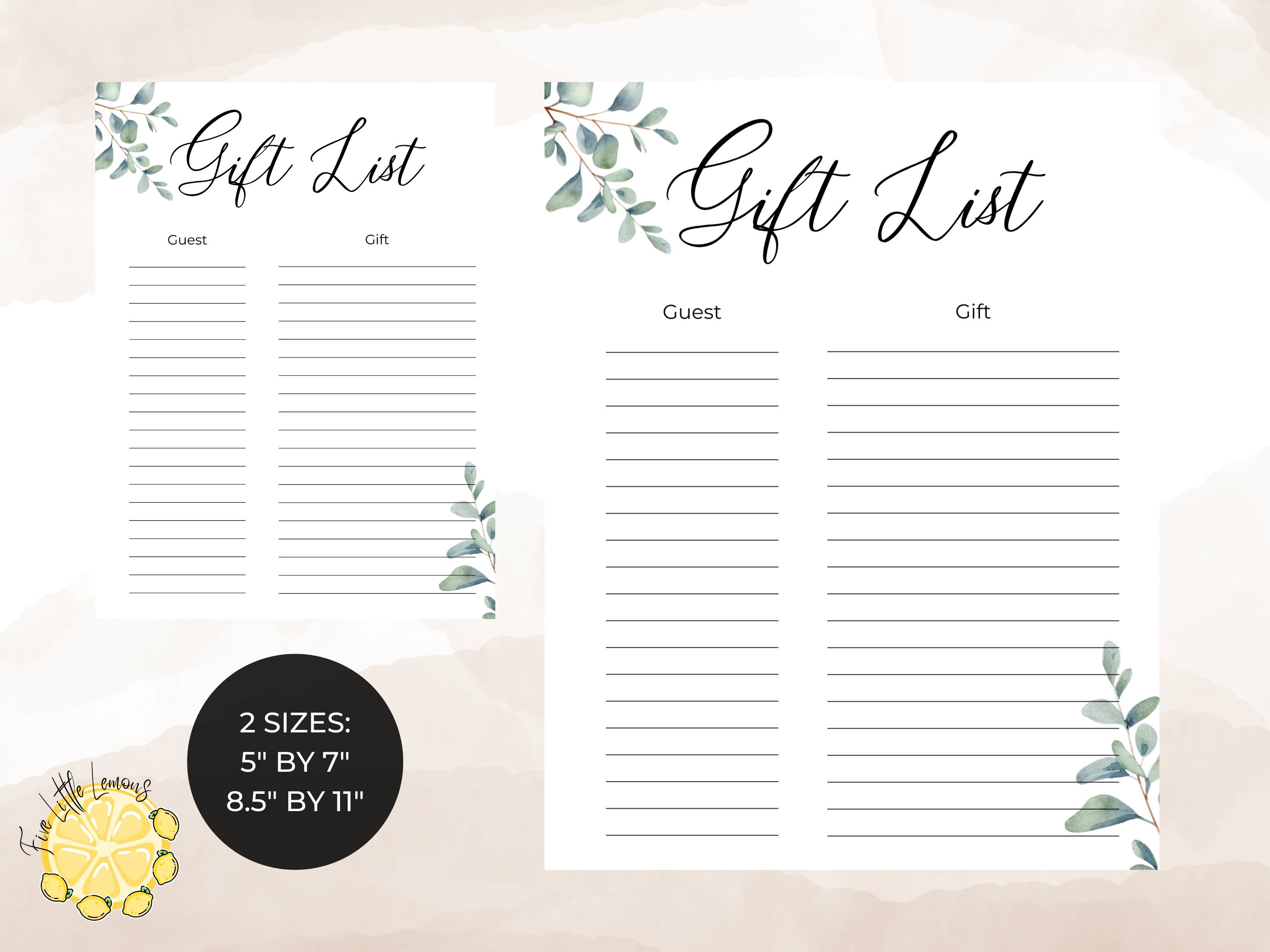 Baby Shower Gift Tracker Printable. Eucalyptus Baby Shower. - Etsy
