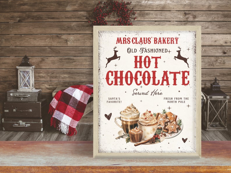 Hot Chocolate Bar Sign. Printable Hot Cocoa Bar. Christmas Party Sign ...