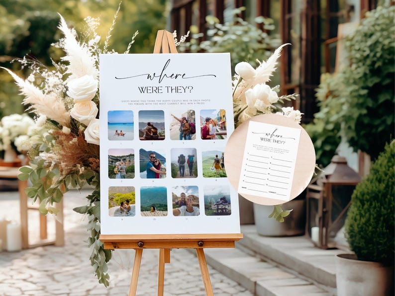 Where Were They Bridal Game Poster. Minimalist Photo Guessing Game Card ...