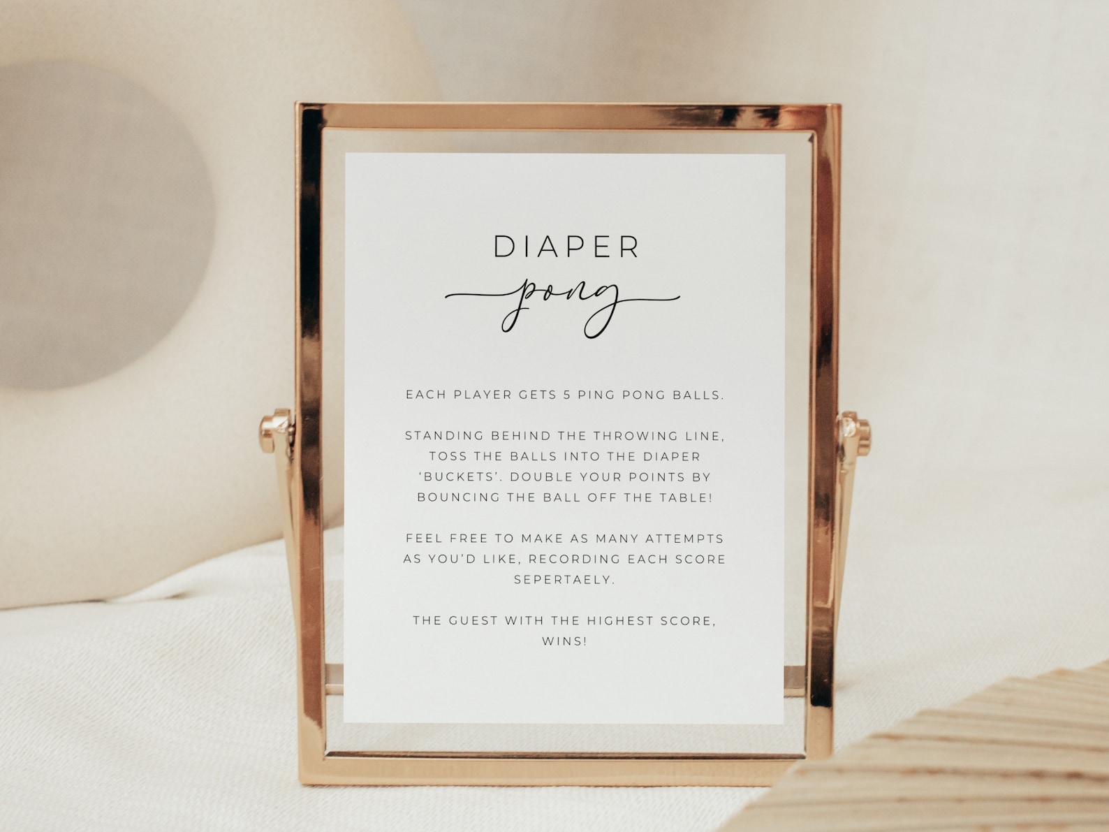 Baby Shower Diaper Pong. Sign & Score Card. Minimalist Baby Shower ...