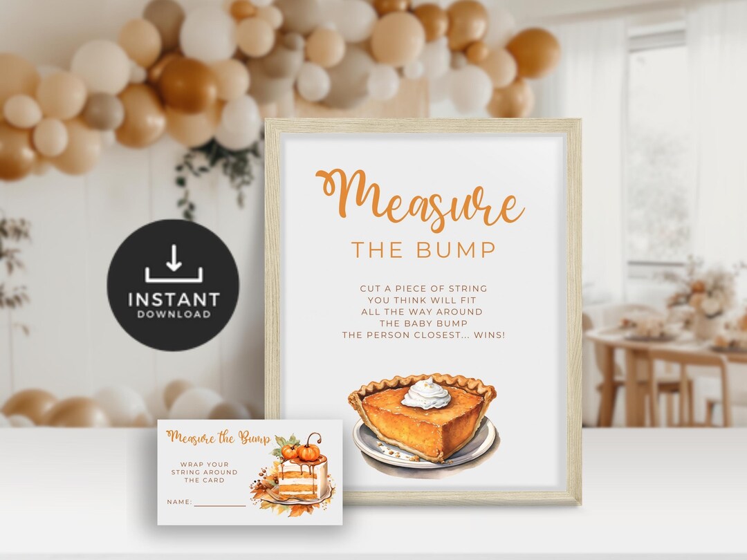 Measure the Bump Baby Shower Game Sign. Cutie Pie on the Way. Autumn ...