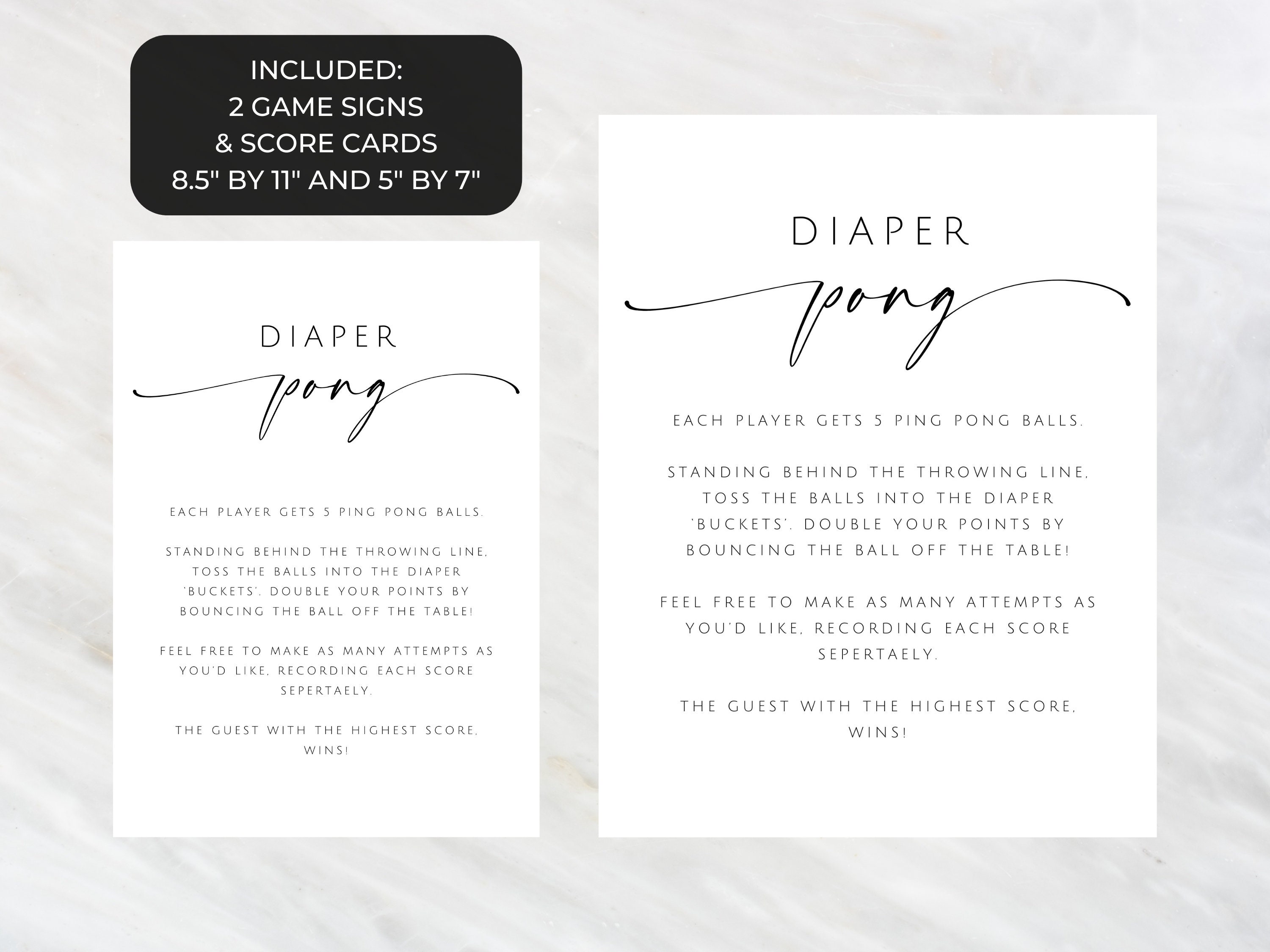 Diaper Pong Baby Shower Game. Modern Minimalist Co-ed Baby Shower ...
