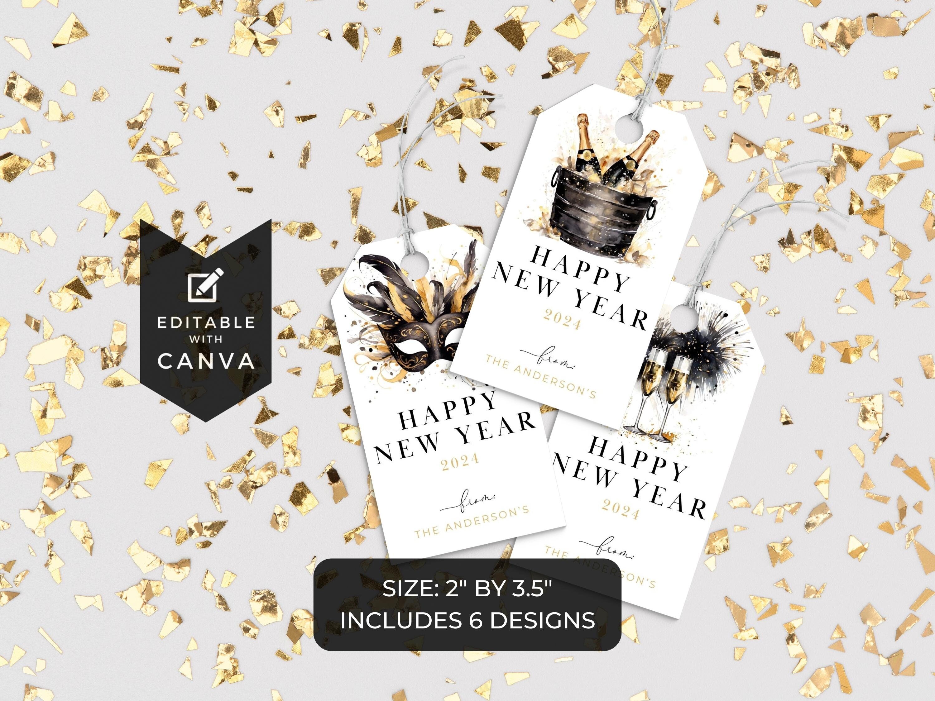 Happy New Year Gift Tag Printable. Instant Download. Champagne Tag. New ...