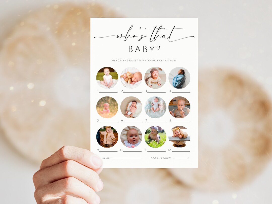 Who's That Baby Photo Game. Modern Minimalist Guess Who Baby Shower ...