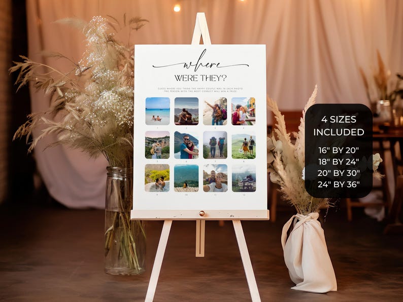 Where Were They Bridal Game Poster. Minimalist Photo Guessing Game Card ...