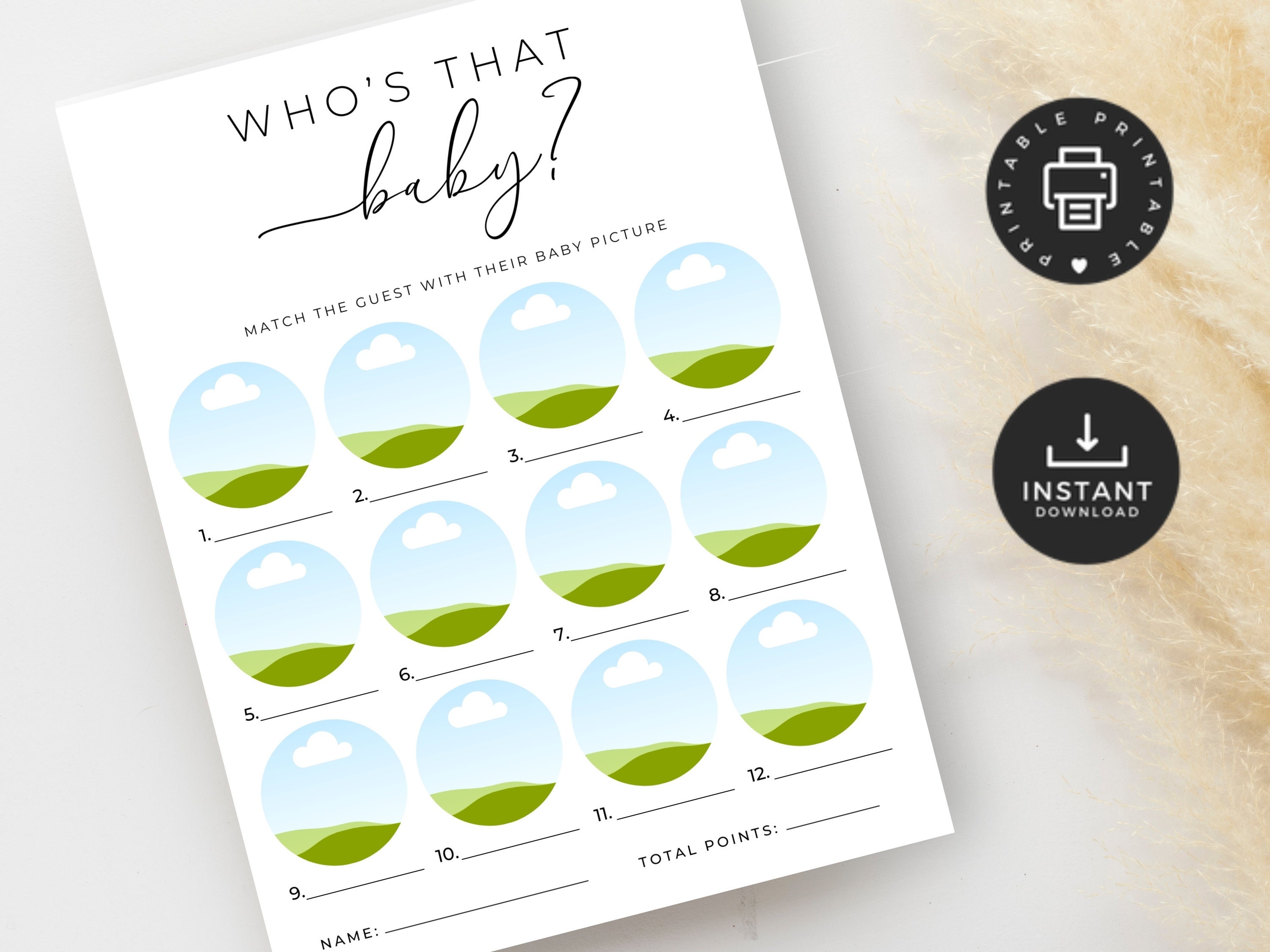 Who's That Baby Photo Game. Modern Minimalist Guess Who Baby Shower ...