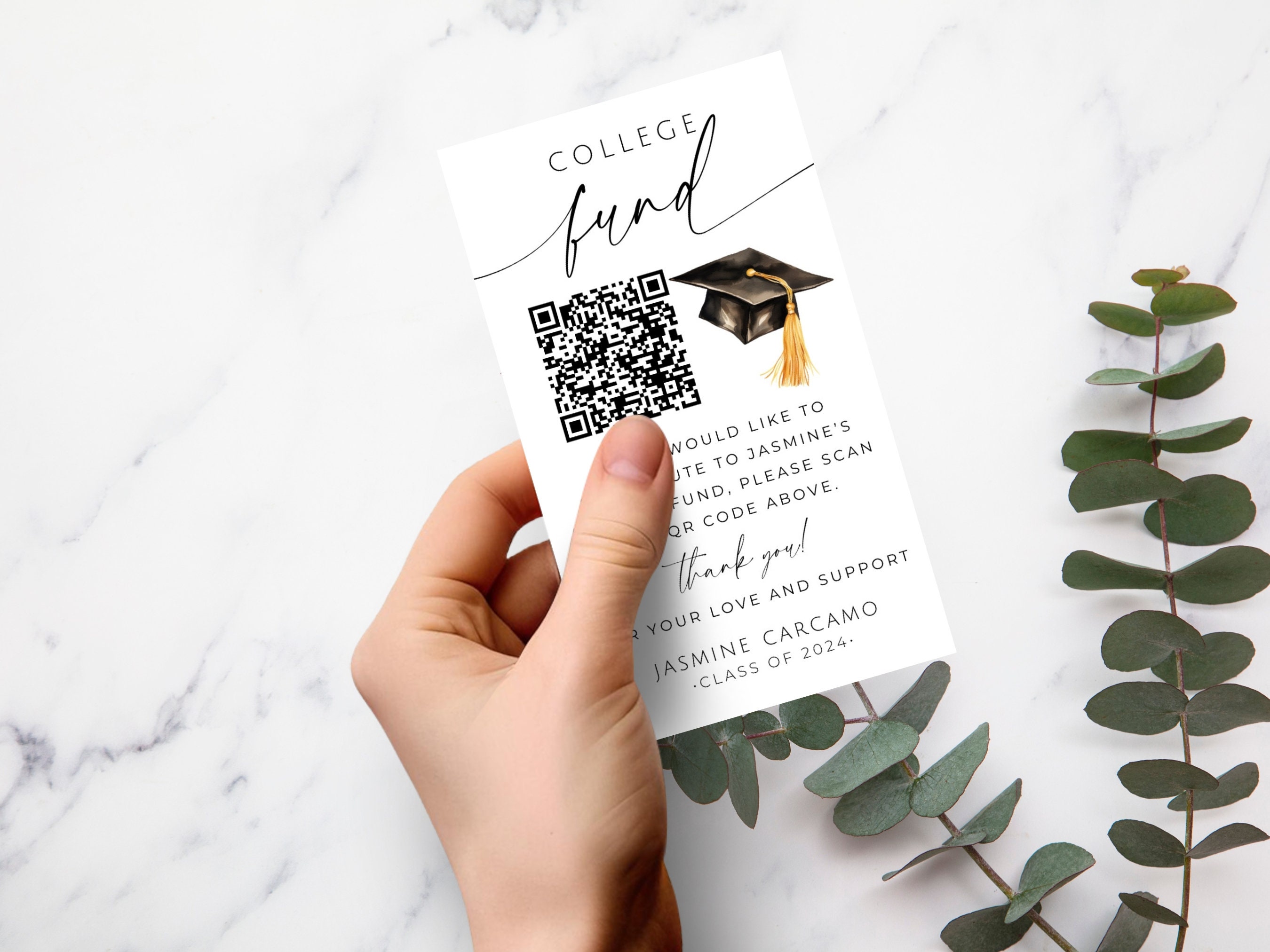 Graduation Venmo Card. QR Code College Fund Graduation Insert ...
