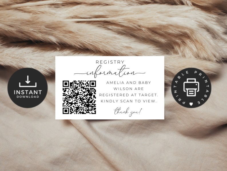 Baby Shower Registry Card QR Codes. Minimalist Baby Shower. Gender ...