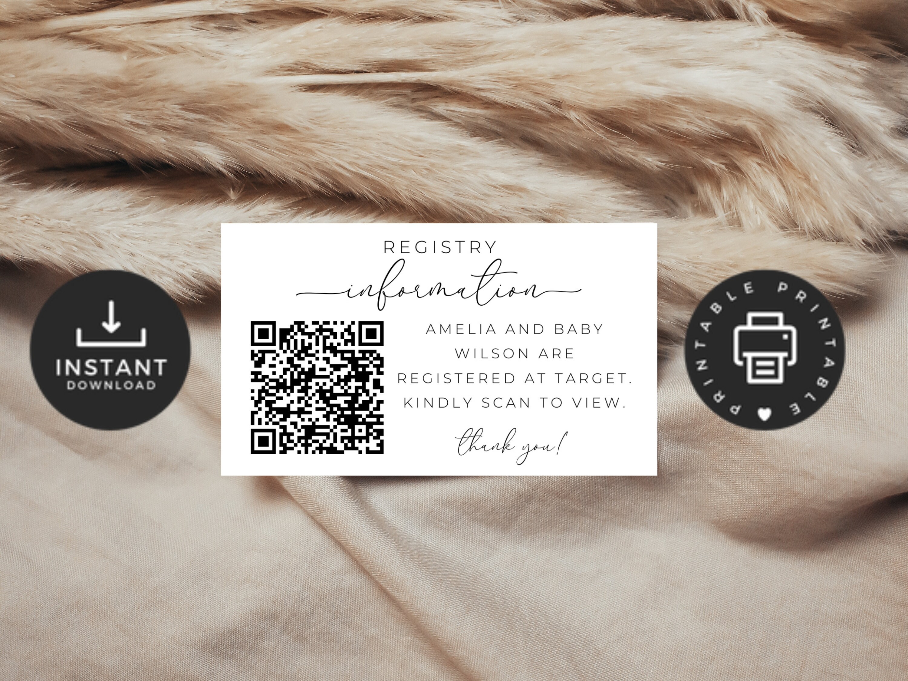 Baby Shower Registry Card QR Codes. Minimalist Baby Shower. Gender ...