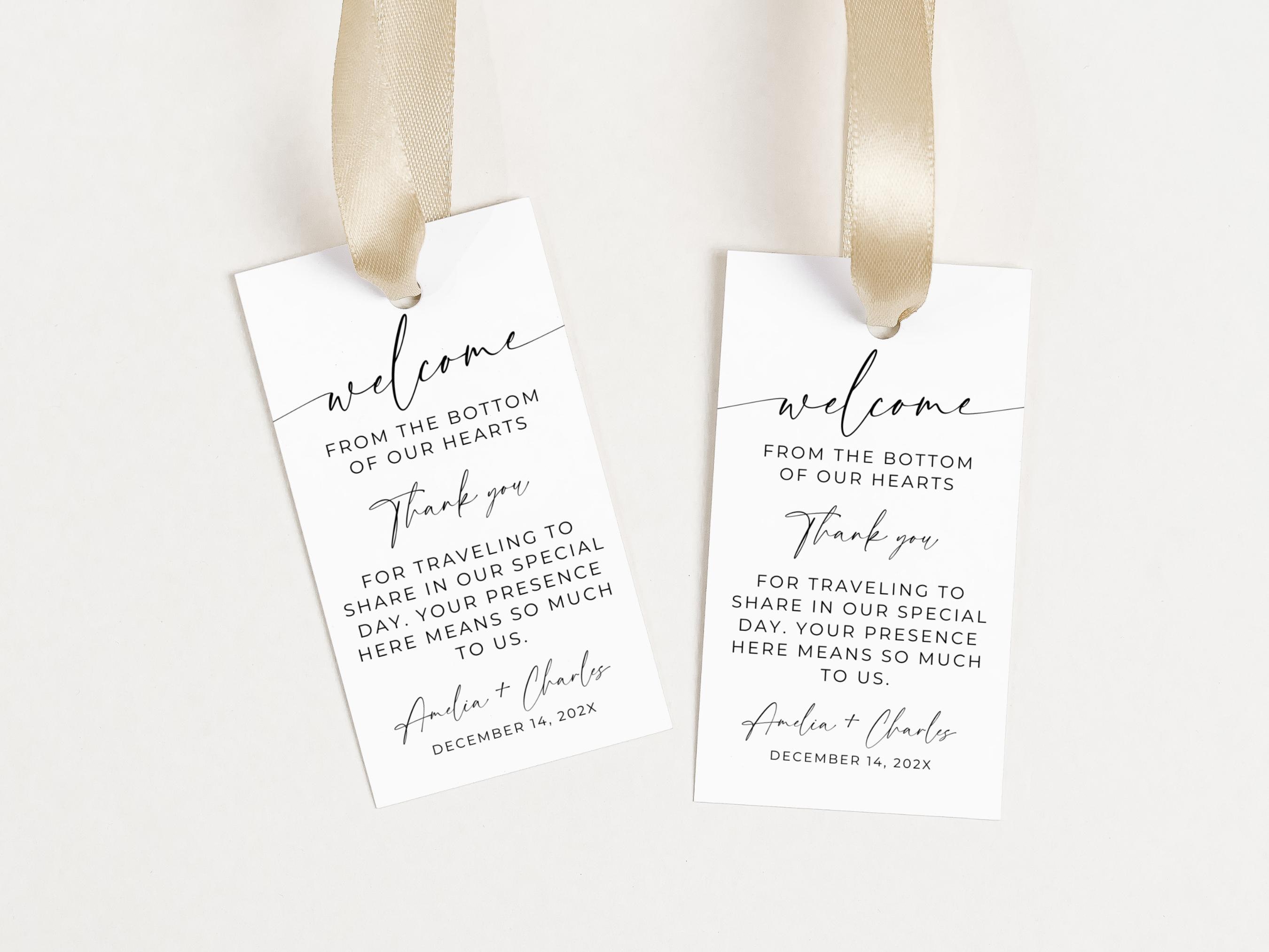 Thank You Notes for Wedding Welcome Bags. Note to Hotel Guests. Thank ...