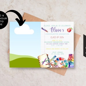 Kindergarten Graduation Invitation Canva. Editable Template. Kinder ...