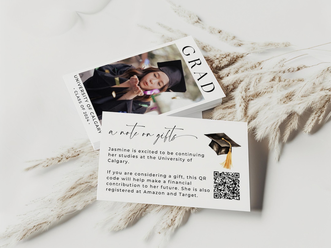 Graduation Announcement 2026 QR Code. College Fund Card Venmo Grad ...