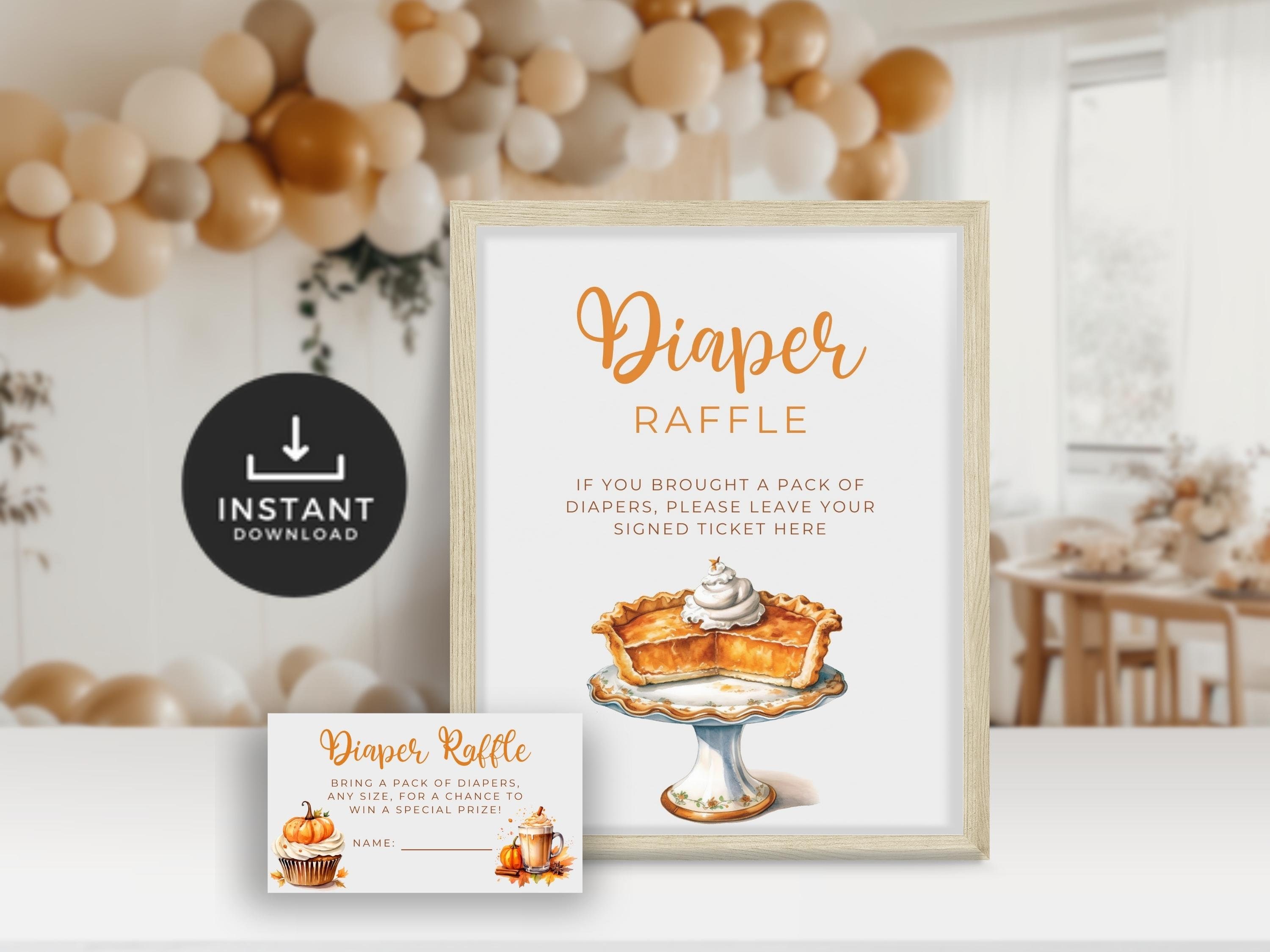 Diaper Raffle Baby Shower Game Sign. Cutie Pie on the Way. Fall Autumn ...