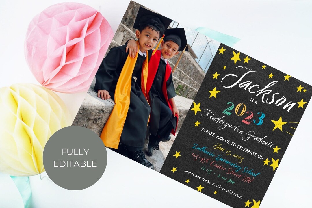Kindergarten Graduation Invite With Photo INSTANT DIGITAL - Etsy