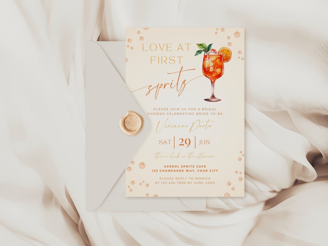 Aperol Spritz Bridal Shower Invite. Love at First Spritz Theme ...