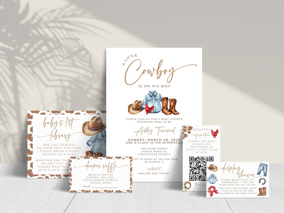 Little Cowboy Baby Shower Bundle. Rodeo Printable Wild West Baby Shower ...