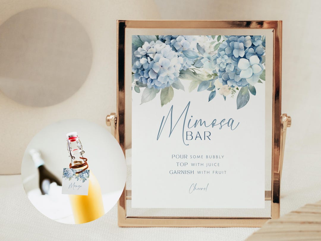 Something Blue Mimosa Bar. Mimosa Bar Sign Dusty Blue. Bridal Shower ...