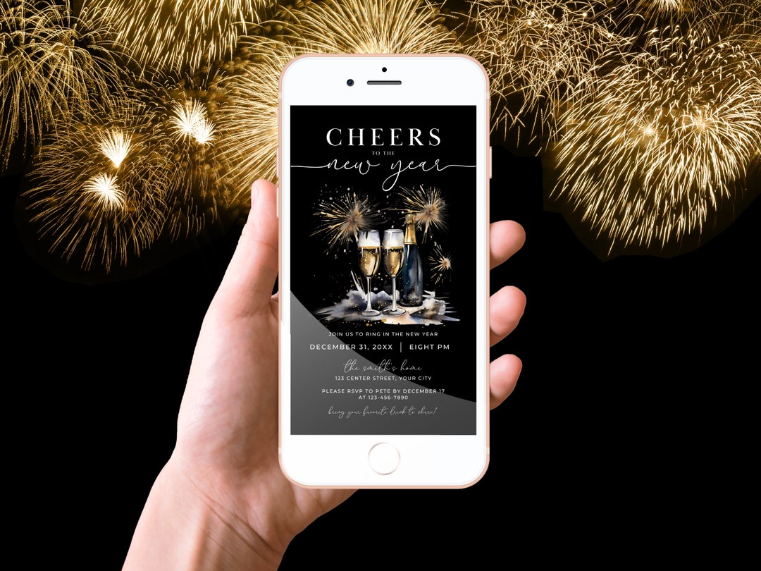 New Years Electronic Invitation. NYE Party. Cocktail Party Invite ...