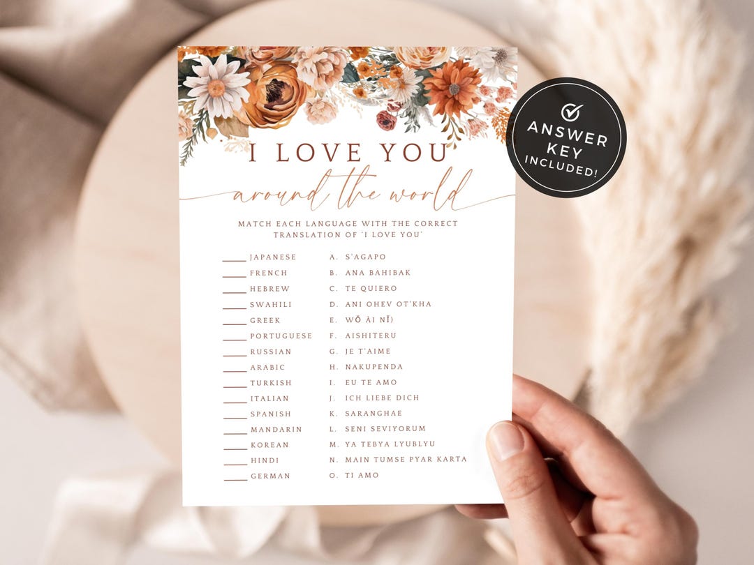 I Love You Around the World Game. Love Language Translation Quiz ...