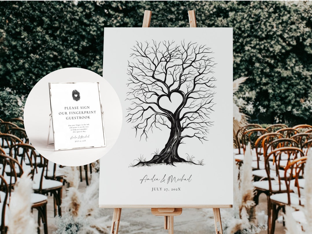 Fingerprint Tree Wedding Printable. Fingerprint Tree Guestbook. Please ...