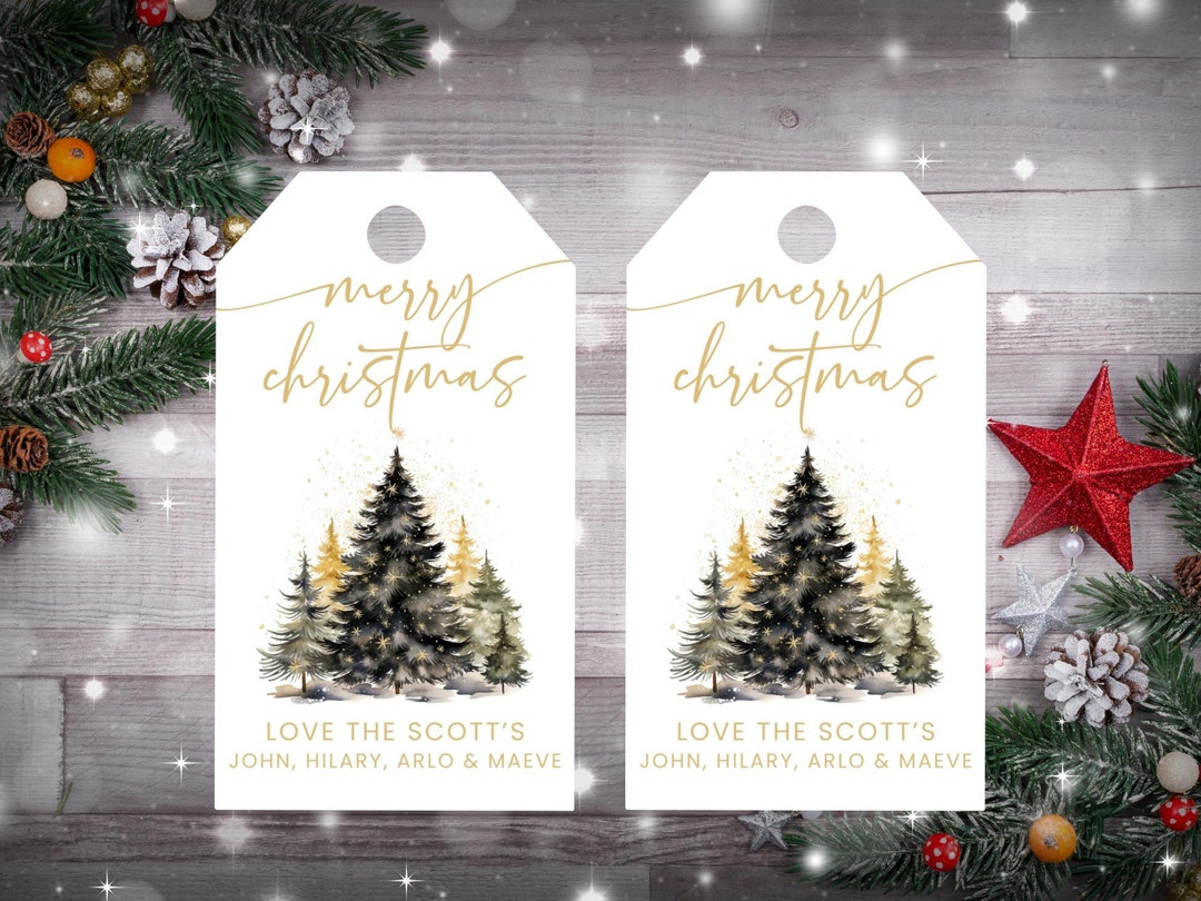 Custom Gift Tags Christmas Printable. Xmas Tree Tags. Personalized Gift ...