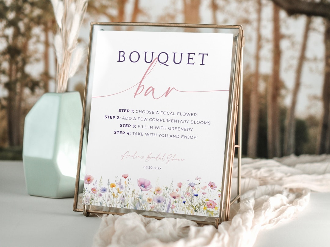 Bouquet Bar Sign Canva. Wildflower Build Your Own Bouquet Editable ...