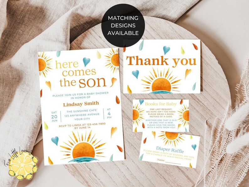 Here Comes the Son Baby Shower Cupcake Toppers. EDITABLE. Boy Baby ...