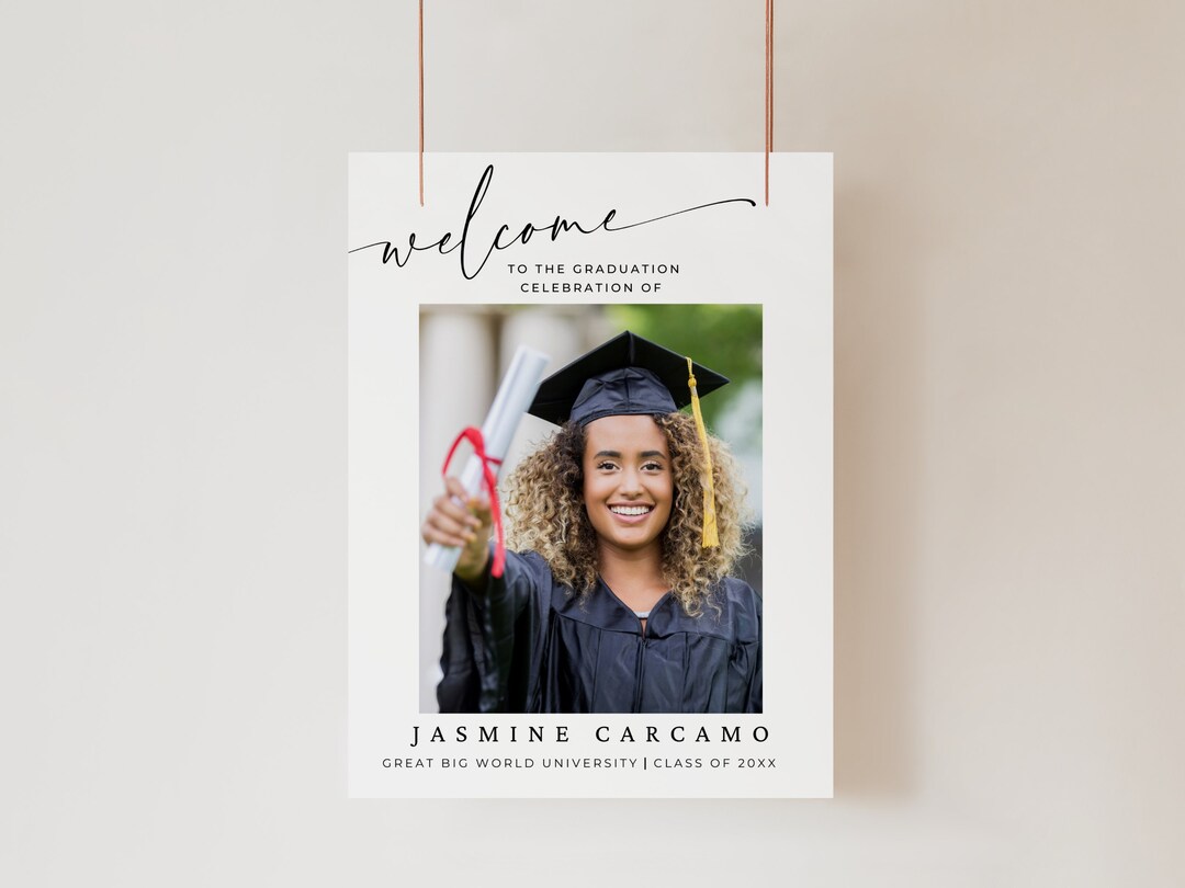 Graduation Welcome Sign With Photo Template. Modern Minimalist Grad ...