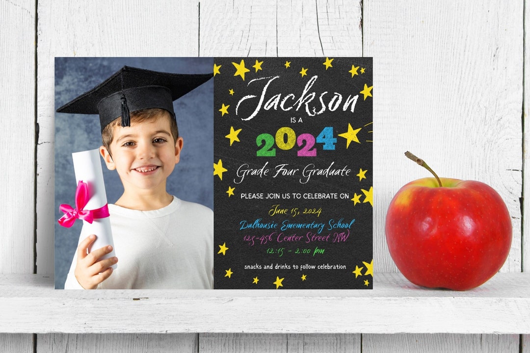 Grade 4 Graduation Invite With Photo. Instant Digital Download ...