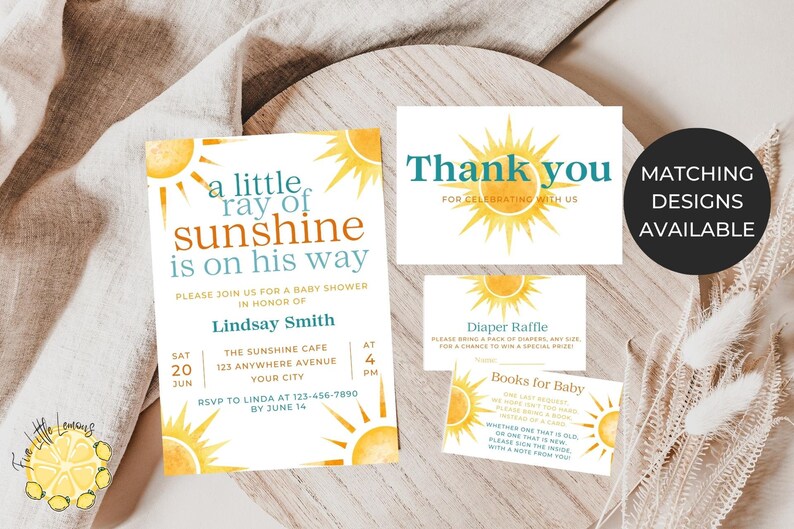 Editable Sunshine Welcome Poster. Boy Baby Shower. Little Ray of ...