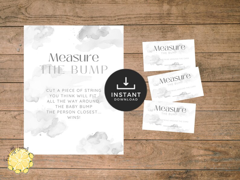 Baby Shower Measure the Bump Sign and Card. Grey Cloud Nine Baby ...