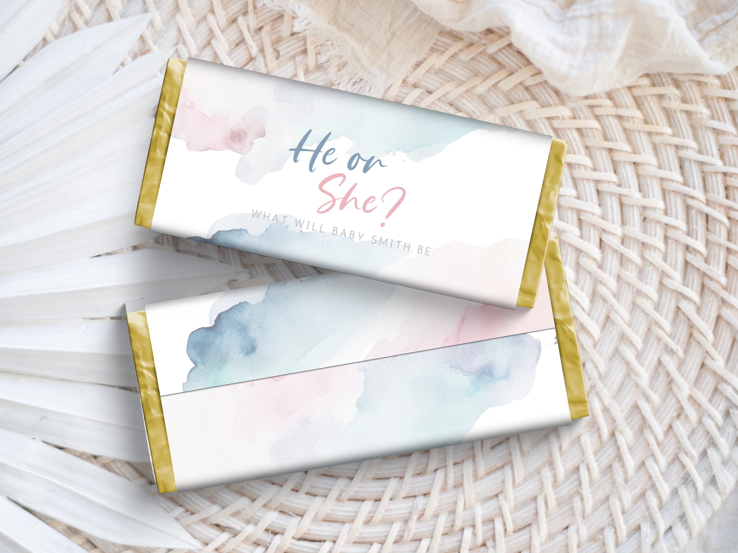 Gender Reveal Chocolate Bar Wrapper Template. Pink and Blue - Etsy