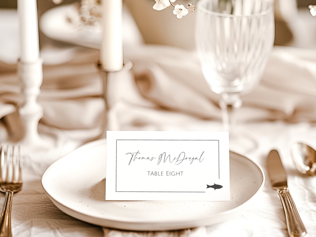 Place Card With Food Icon. Personalized Meal Choice Wedding Place Cards ...