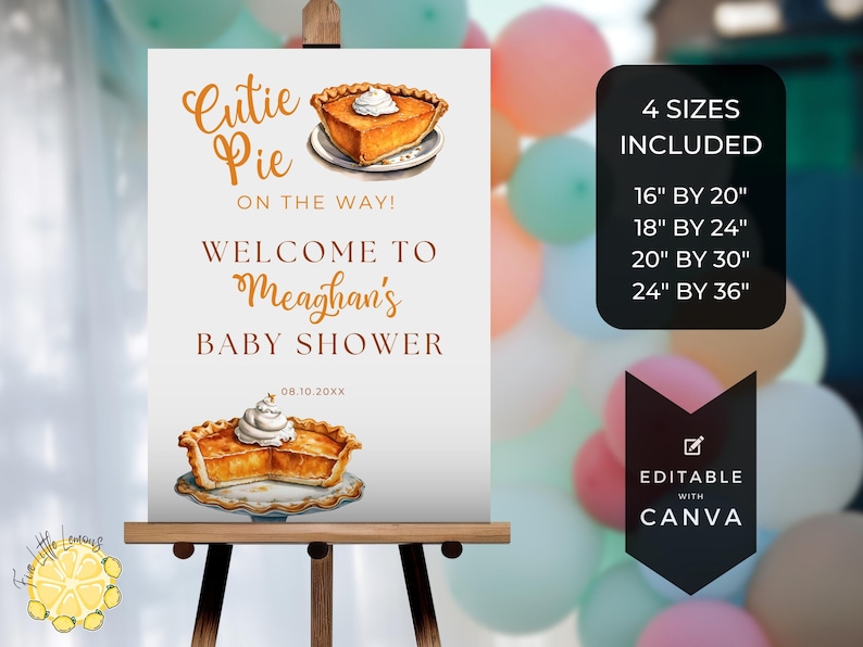 Cutie Pie Baby Shower Welcome Sign. Welcome Signage. Fall Baby. Instant ...