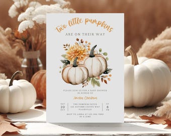 Two Little Pumpkins - Twin Baby Shower Template - Etsy