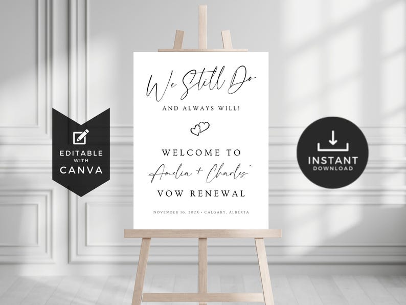 We Still Do Printable Sign. Vow Renewal Welcome Poster. Modern ...