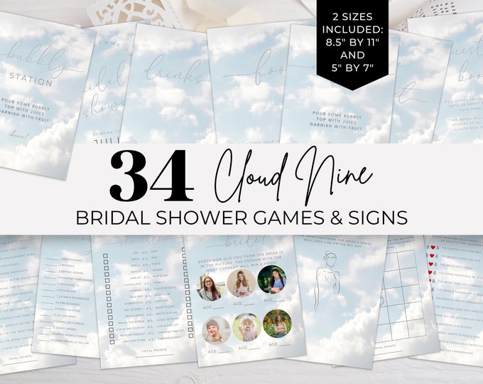 On Cloud Nine Bridal Shower Bundle | the Bride is on Cloud Nine ...