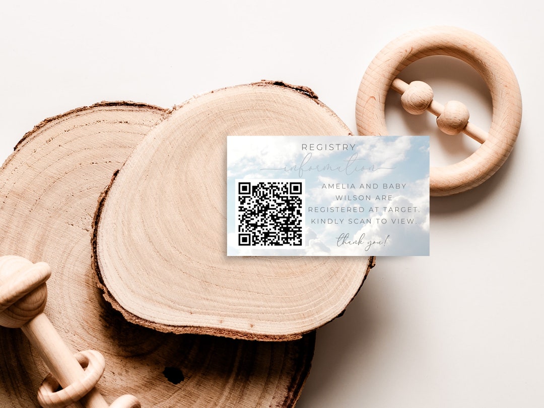 Cloud 9 Baby Shower Registry Card QR Codes. We're on Cloud Nine. Gender ...