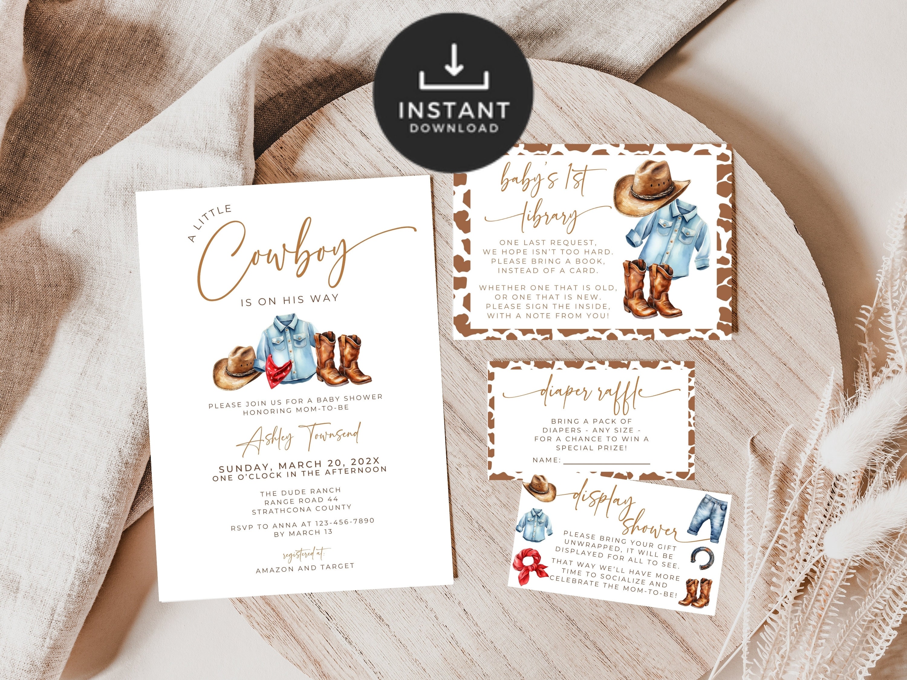 Little Cowboy Baby Shower Bundle. Rodeo Printable Wild West Baby Shower ...