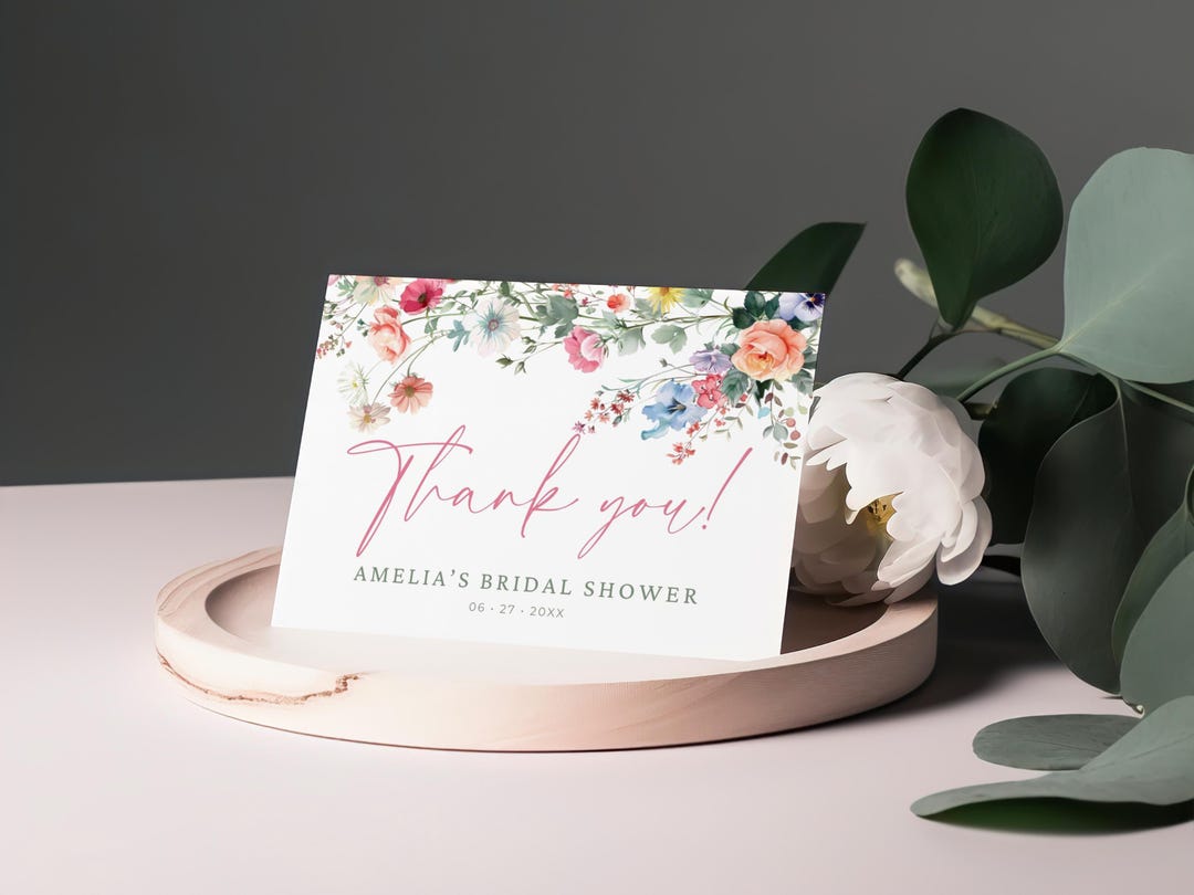 Love in Bloom Thank You Cards. Editable Folded Card Template. Colorful ...