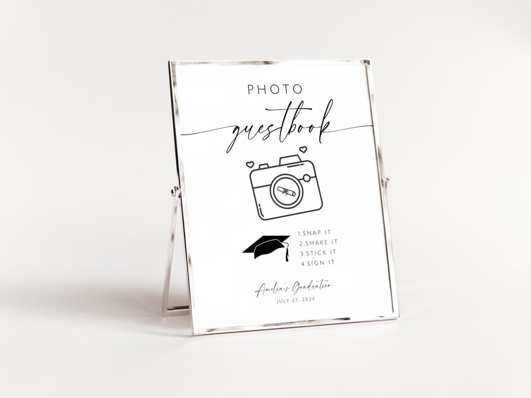 Photo Guestbook Graduation Sign. Polaroid Grad Guestbook. Modern Class ...