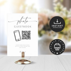Photo Guestbook Sign. Printable Guest Book Sign QR Code. Editable ...