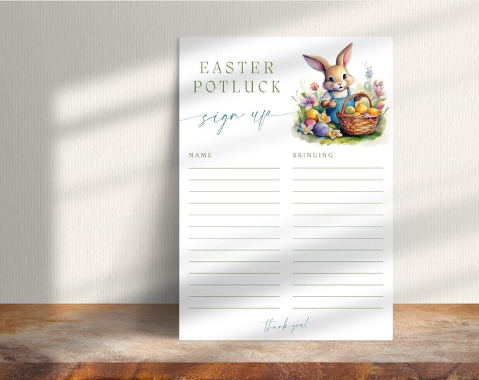 Easter Brunch & Potluck Sign up Sheet, Easter Food Sign up Sheets ...