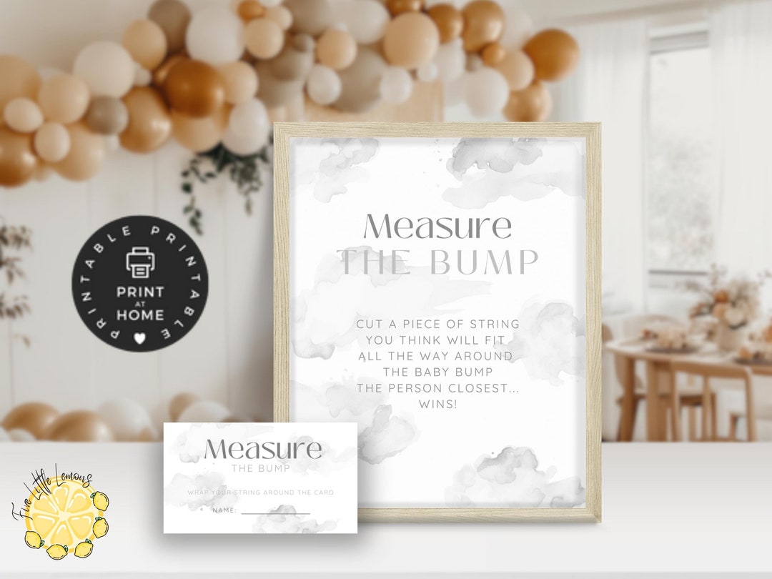 Baby Shower Measure the Bump Sign and Card. Grey Cloud Nine Baby ...