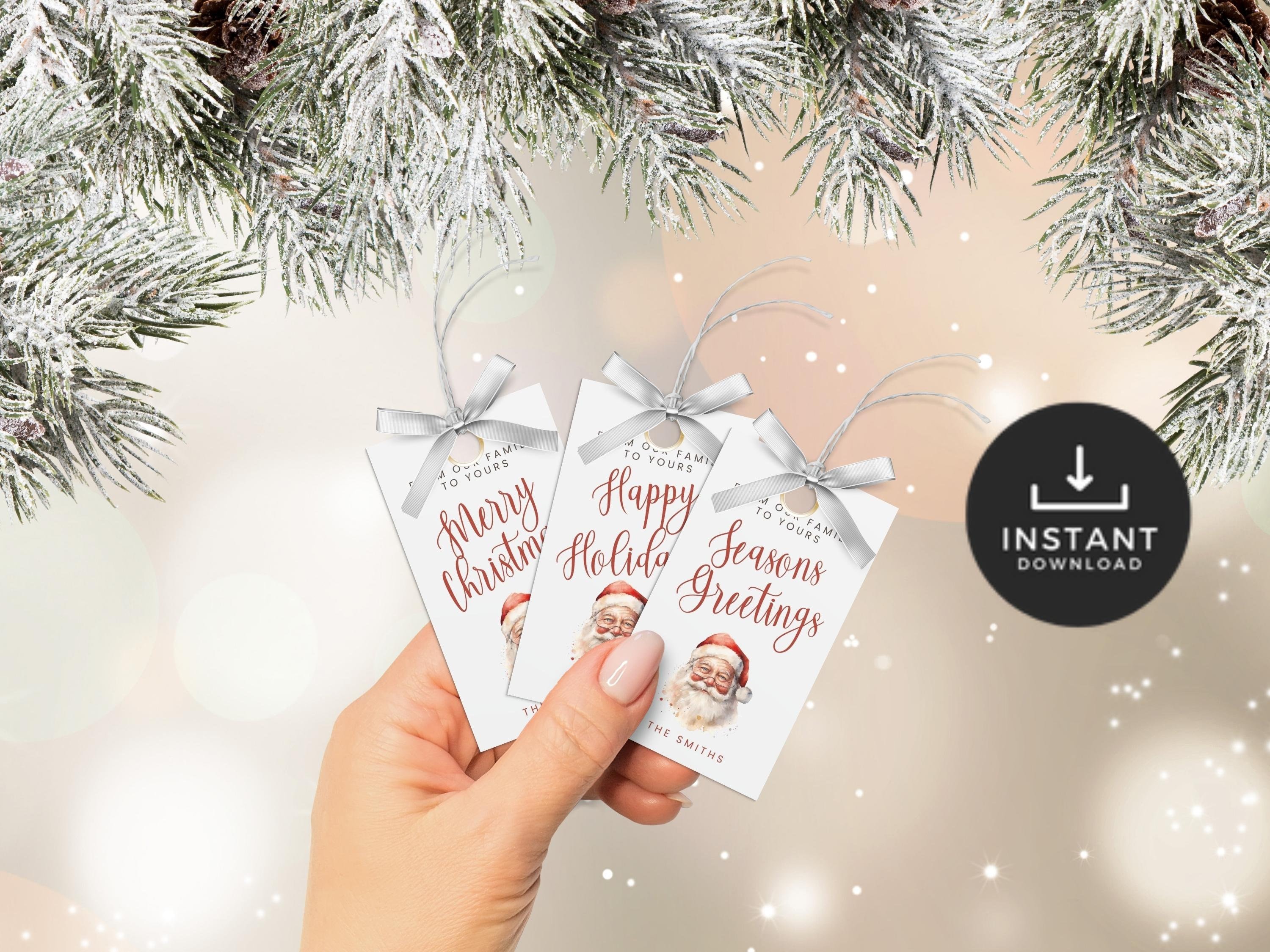 Christmas Printable Gift Tags With Santa Claus. Seasons Greetings ...