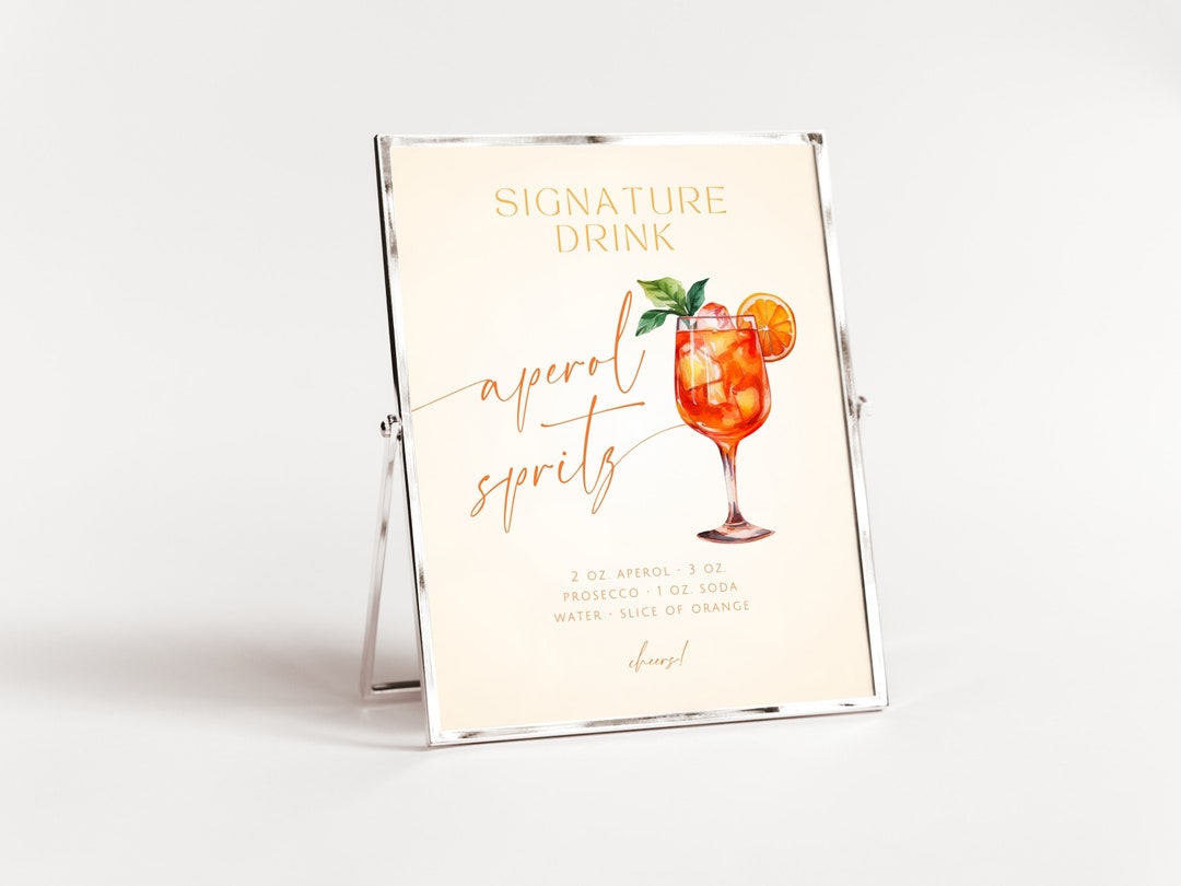Spritz Signature Cocktail. Aperol Spritz Bar Sign. Signature Drink ...