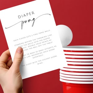 Diaper Pong Baby Shower Game. Modern Minimalist Co-ed Baby Shower ...