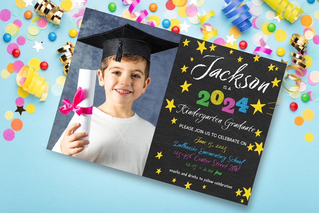 Kindergarten Graduation Invite With Photo. Instant Digital Download ...