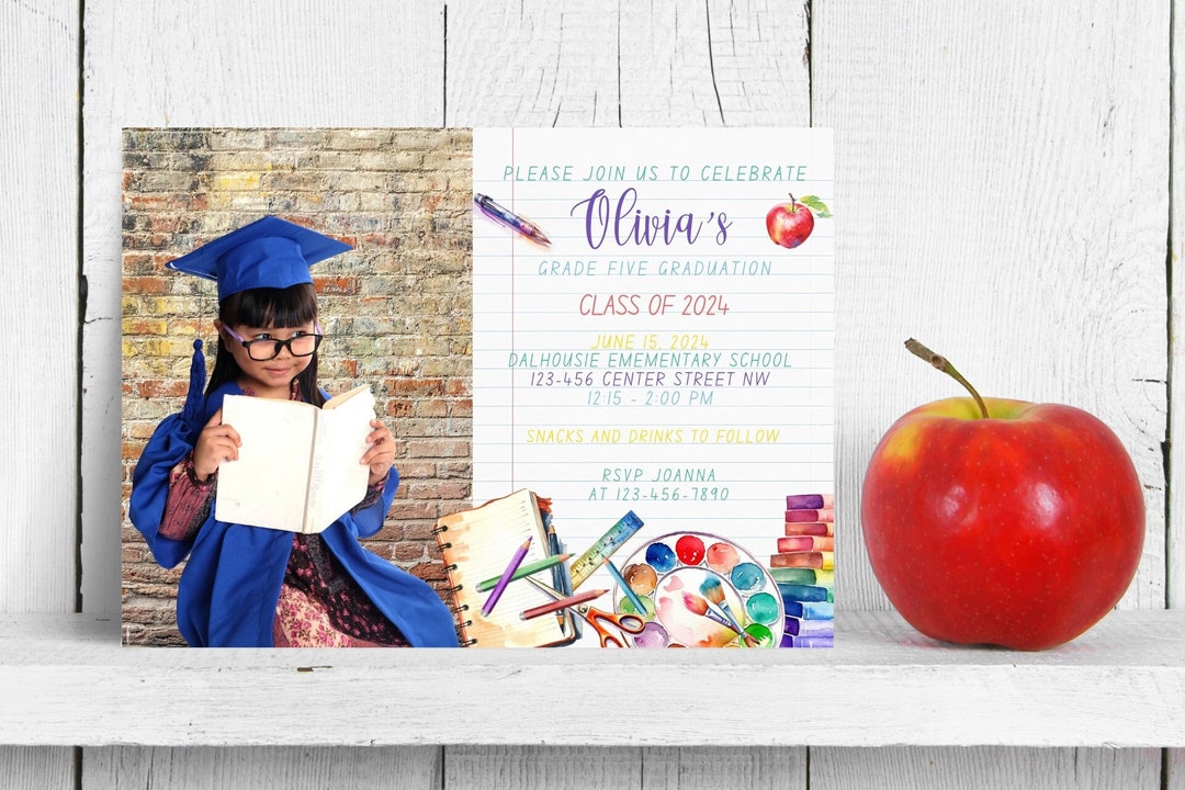 Grade 5 Graduation Invite With Photo. Instant Digital Download ...